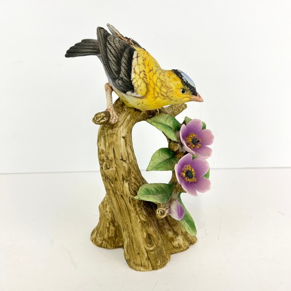 Lefton | Accents | Lefton Goldfinch Bird On Branch With Purple Flowers ...